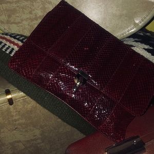 Vintage | Bags | Vintage Blood Red Snake Skin Clutch | Poshmark